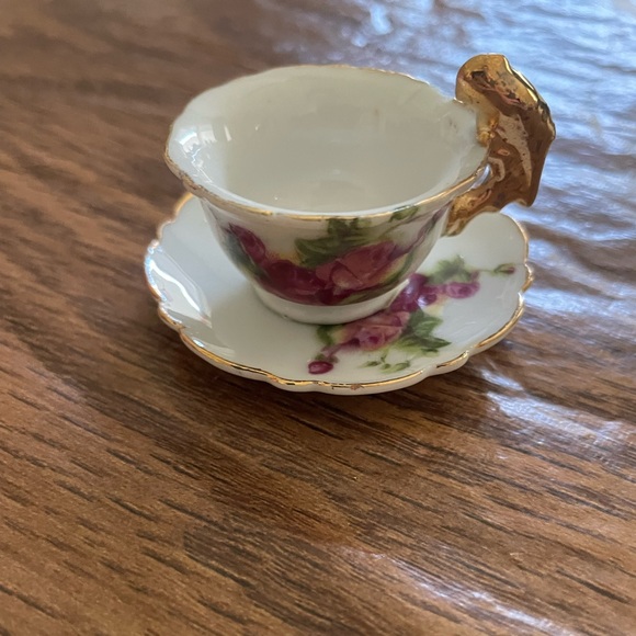 Accents | Vintage Miniature Tea Cup With Saucer Pink Gold Accents Made ...
